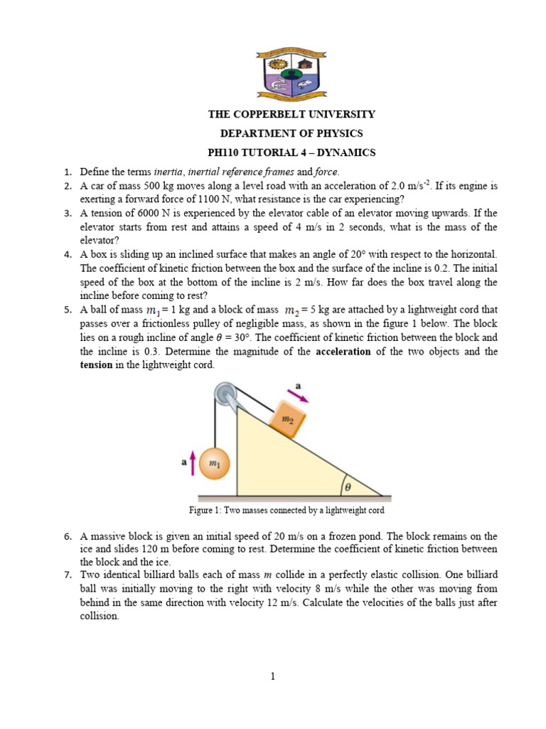 Ph110 Tutorial 4 Dynamics 2025 | PDF | Force | Mass