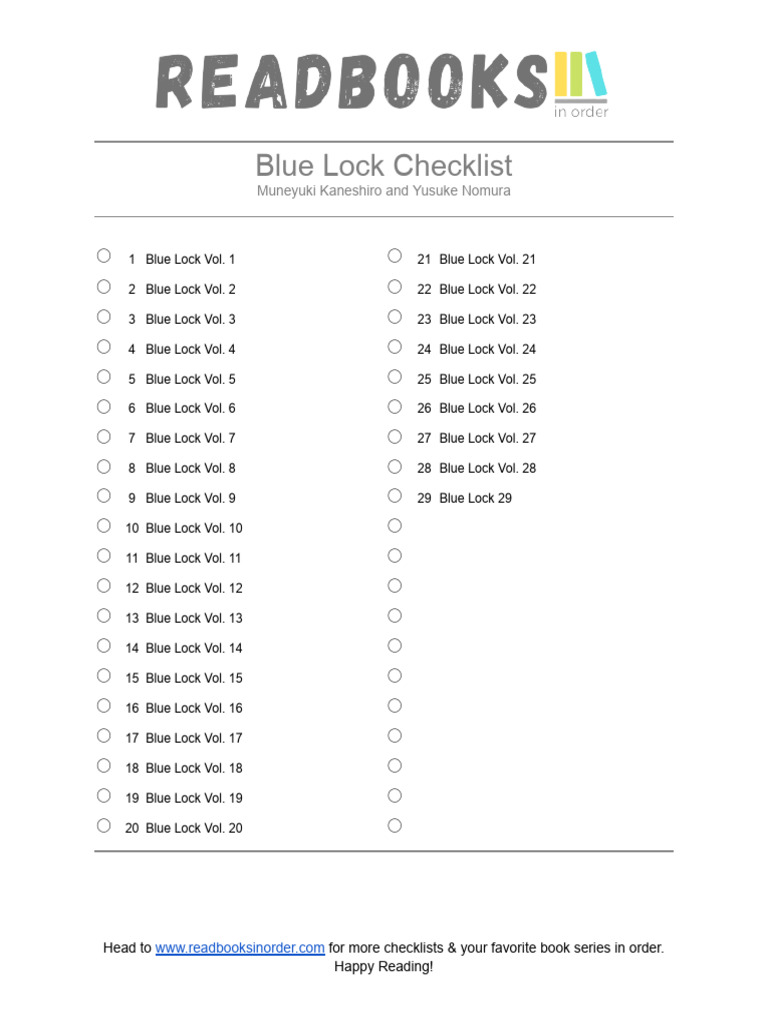 Blue Lock Volume Checklist | PDF