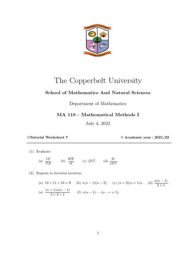 MA 110-Tutotrial Worksheet Sheet 7-1. | PDF | Mathematics | Abstract Algebra