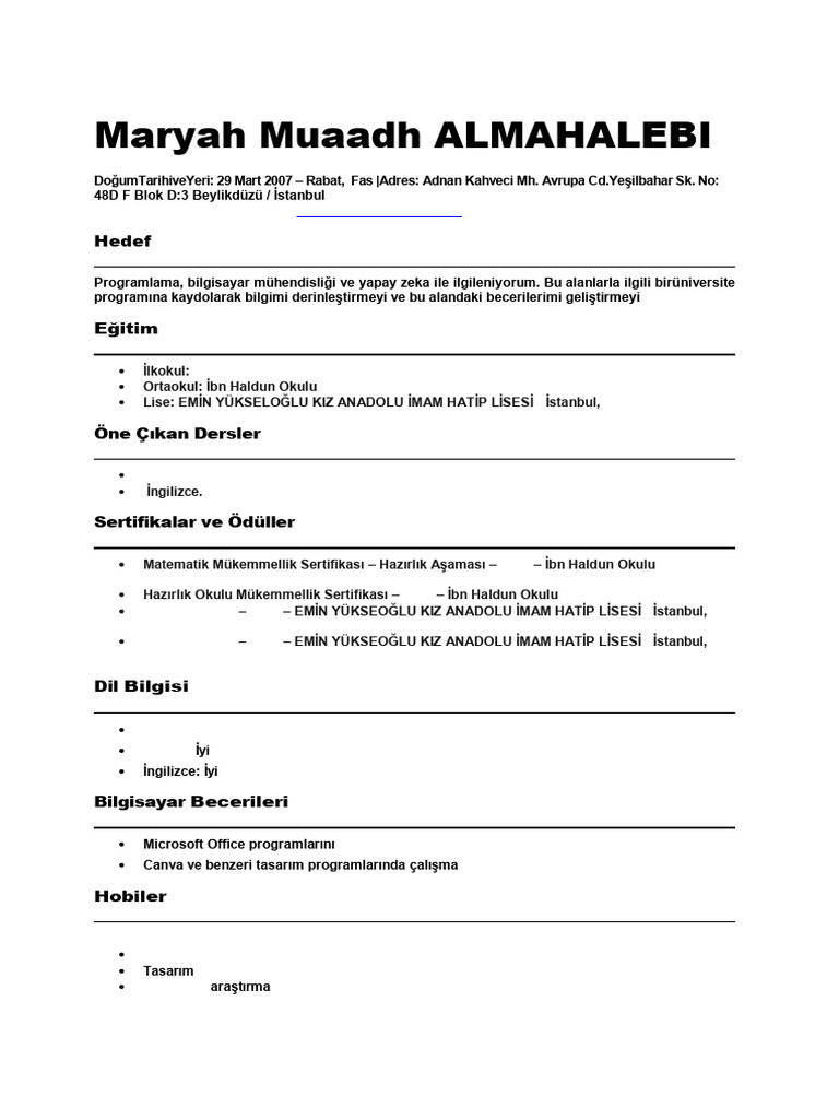 Maryah Muaadh ALMAHALEBI: Hedef | PDF