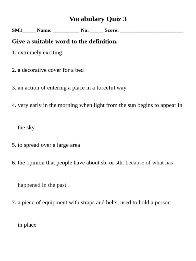 Unit 4 Voc Quiz | PDF