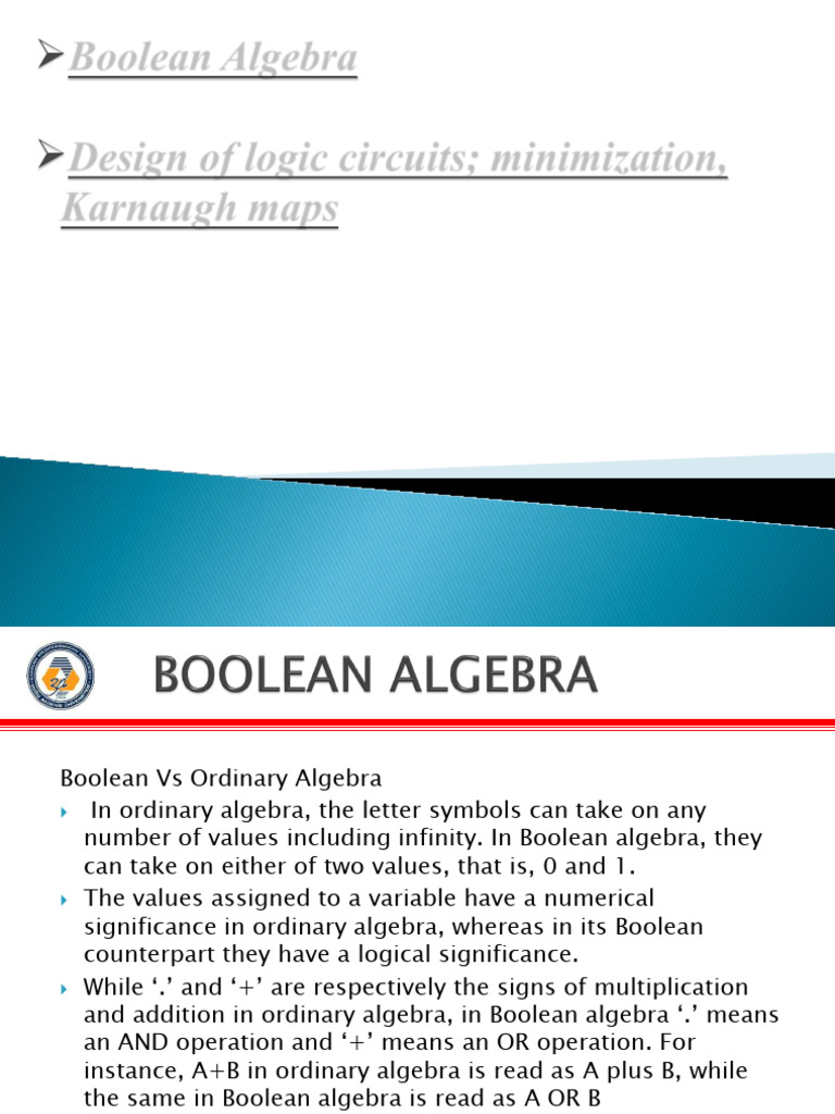 Chapter 2-Boolean Algebra | PDF | Logic Synthesis | Boolean Algebra