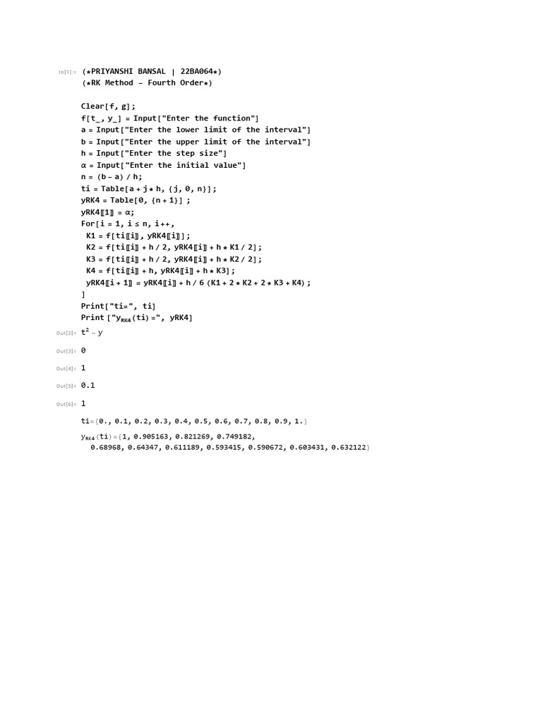 RK4 Method Implementation Guide | PDF