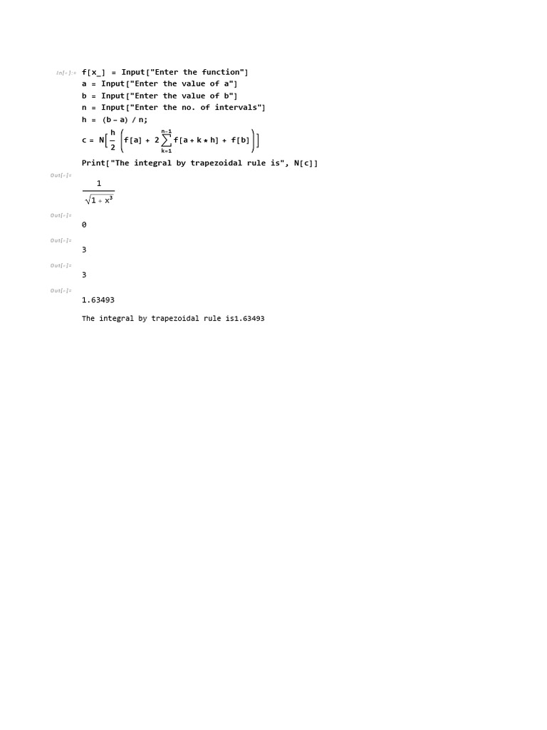 Trapezoidal Rule for Numerical Integration | PDF