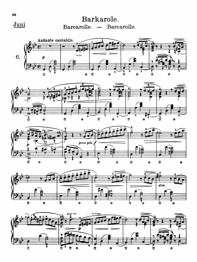 Barcarolle K Op37 No6 Tchaikovsky | PDF