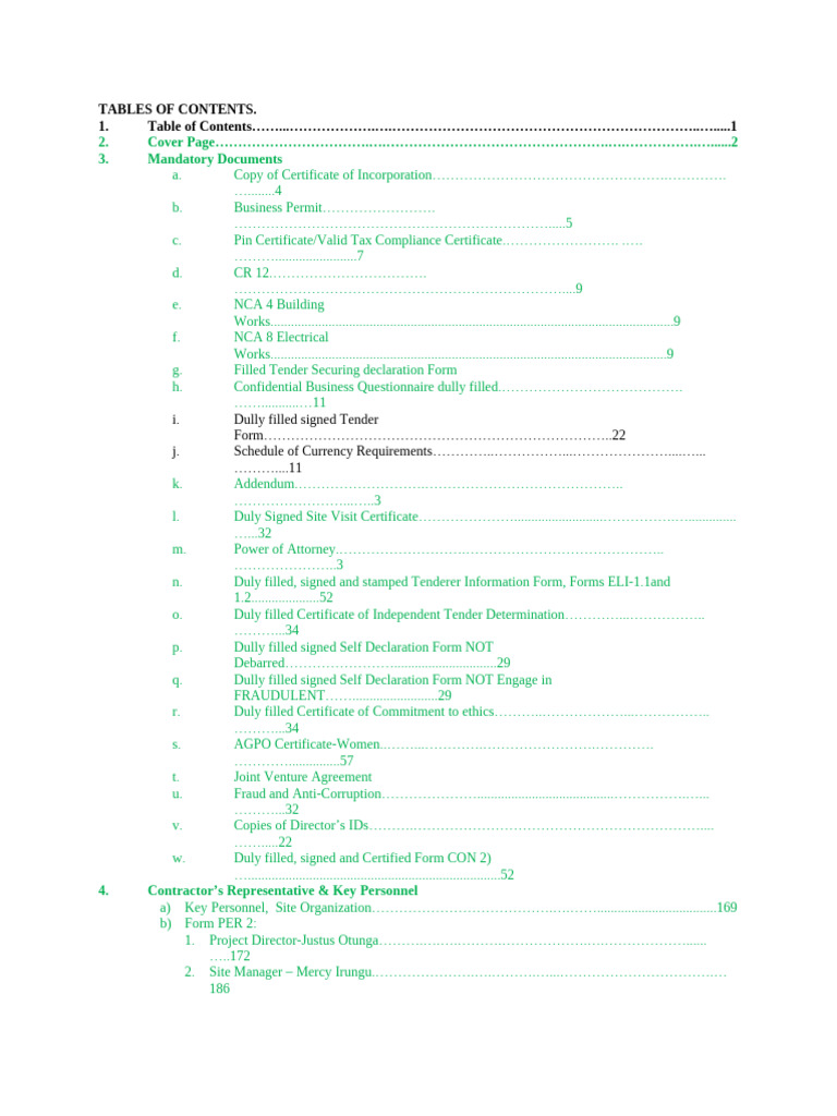 Tables of Contents | PDF