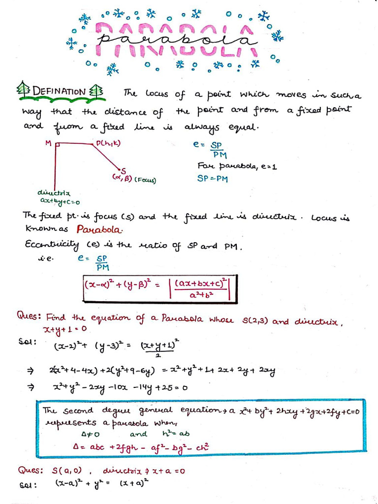 Parabola Jee | PDF