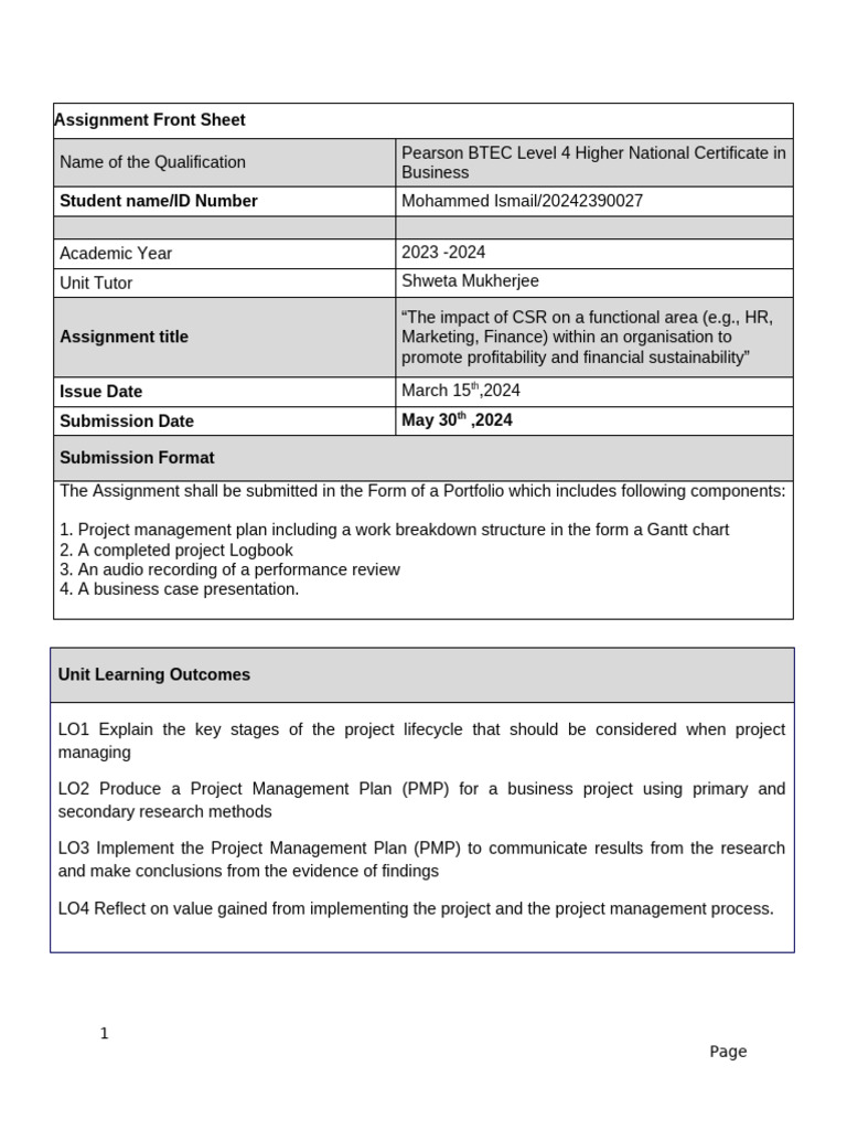 Managaing Suc BSN Assignment | PDF | Project Management | Corporate Social Responsibility