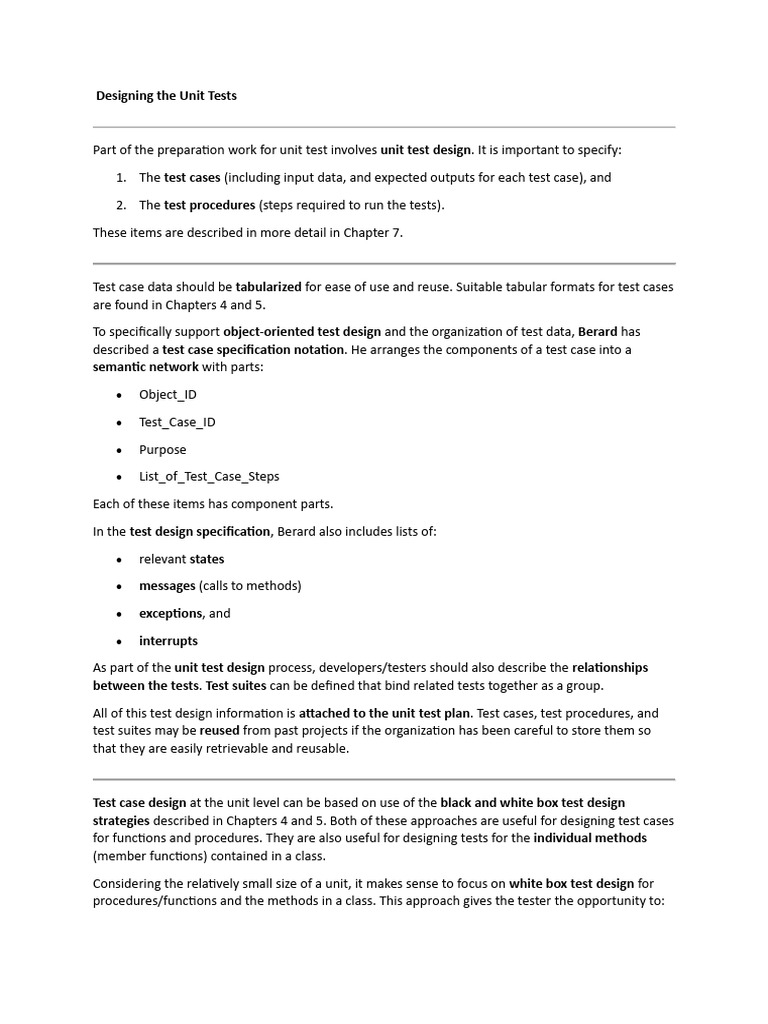 Unit Test Design Essentials | PDF | Unit Testing | Software Testing