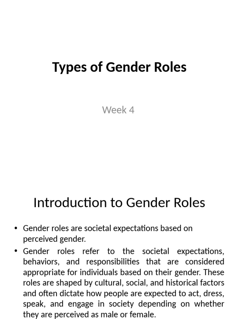 Types of Gender Roles Week 4 | PDF | Gender Role | Gender