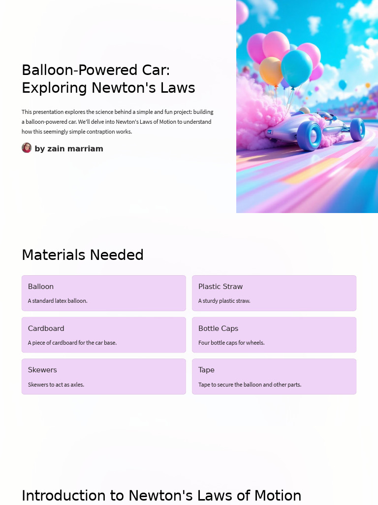 3 Balloon Powered Car Exploring Newtons Laws | PDF | Force | Newton's ...