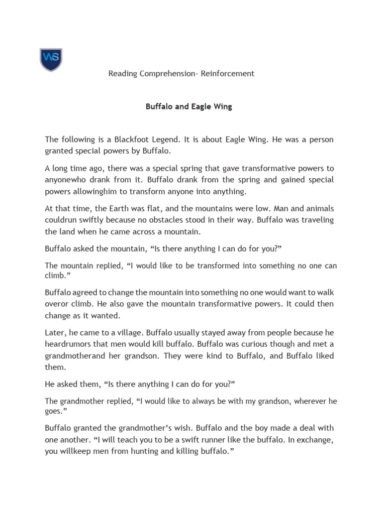 Reading Comprehension Worksheet - 1 | PDF | American Bison