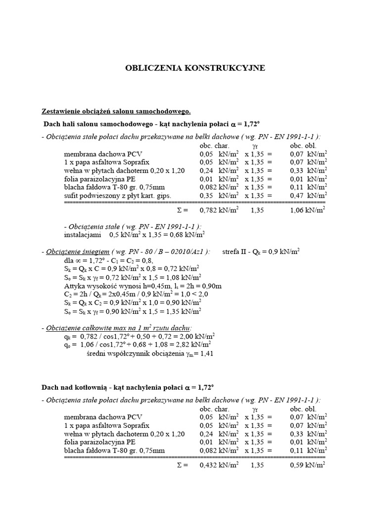 Obciążenia Przyklad | PDF