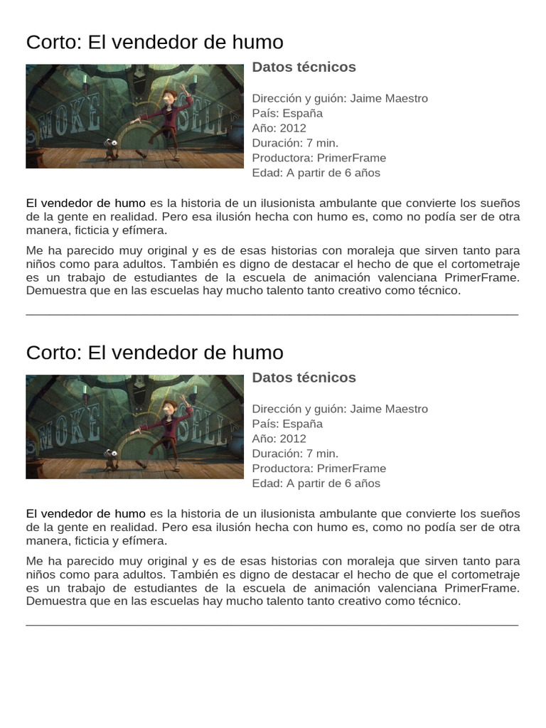Reseña Vendedor de Humo | PDF