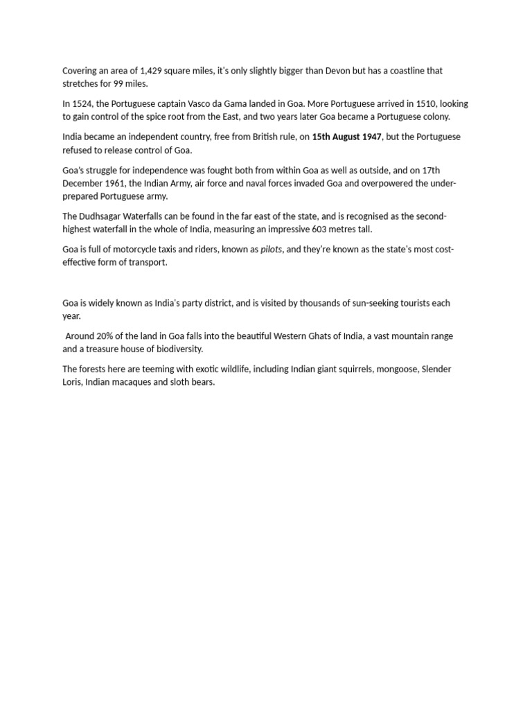 facts about goa | PDF