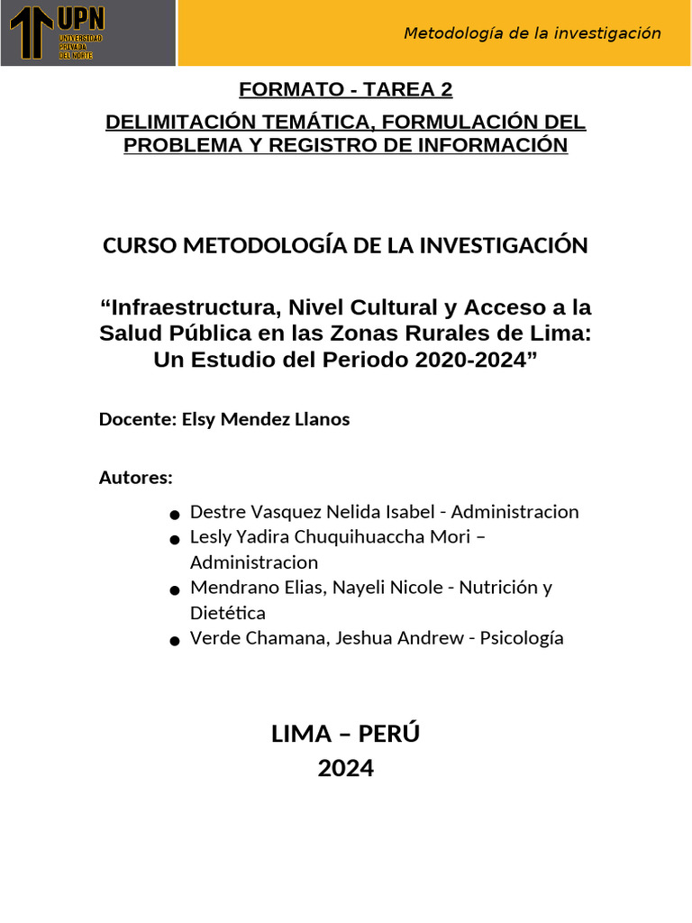 ET2 - METINV - G7 - Chuquihuaccha Mori Lesly Yadira | PDF | Perú | Lima