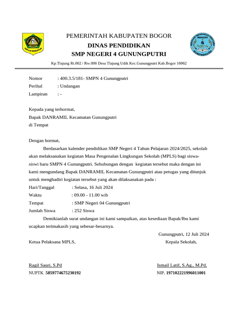 Surat Undangan Danramil | PDF