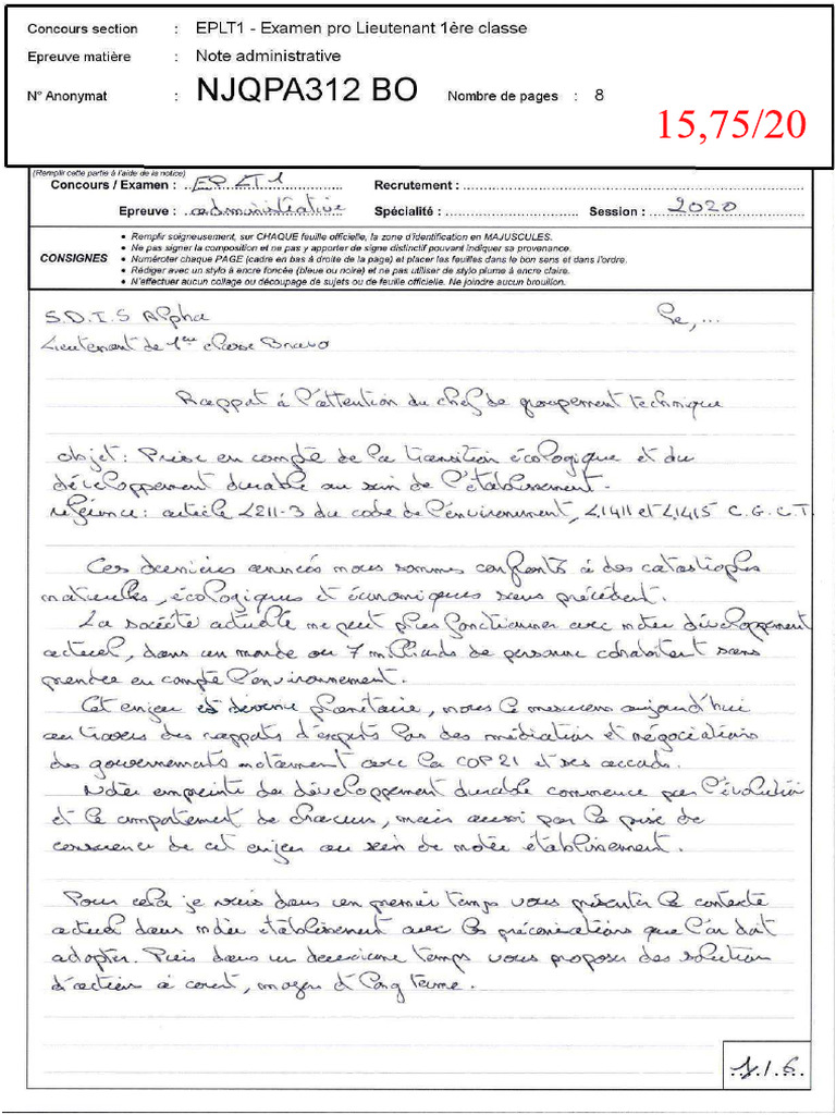 Meilleure Copie EPL1 2020-Note Administrative1 | PDF