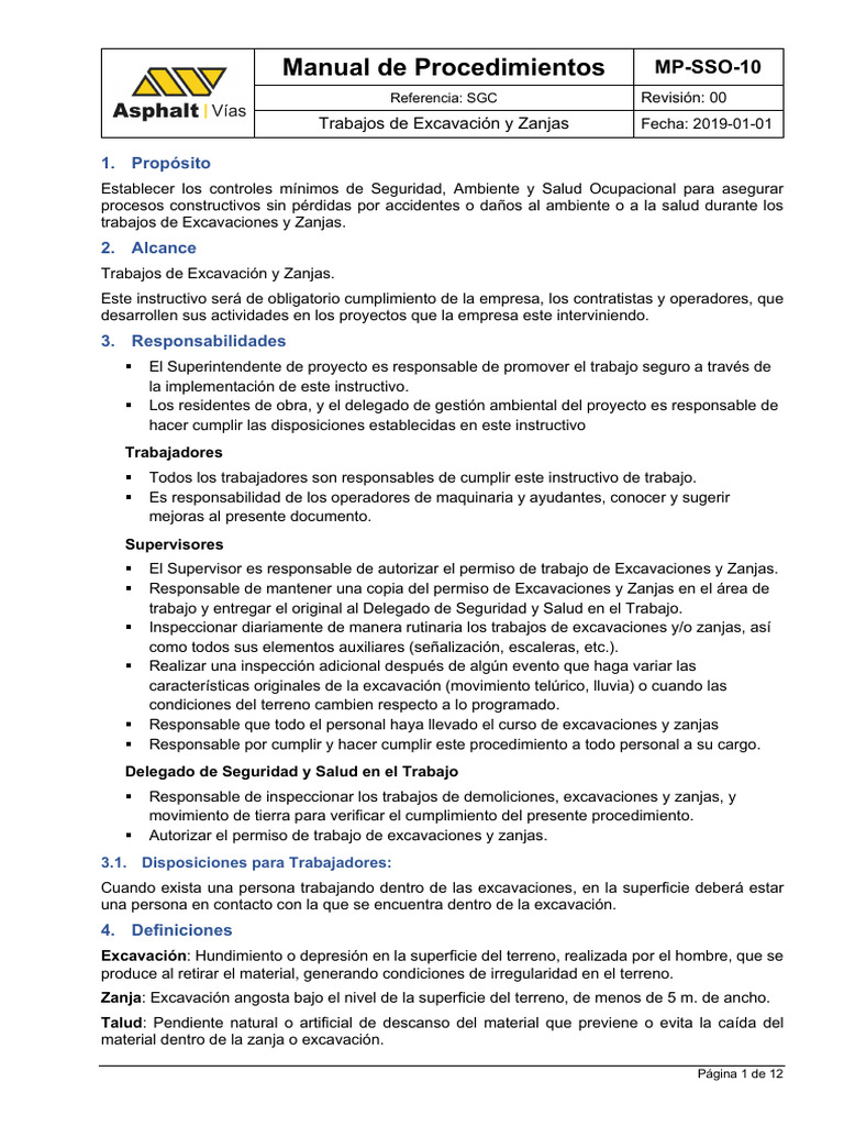 IT-SSO-10 Trabajos de Excavacion y Zanjas - 250401 - 184129 | PDF