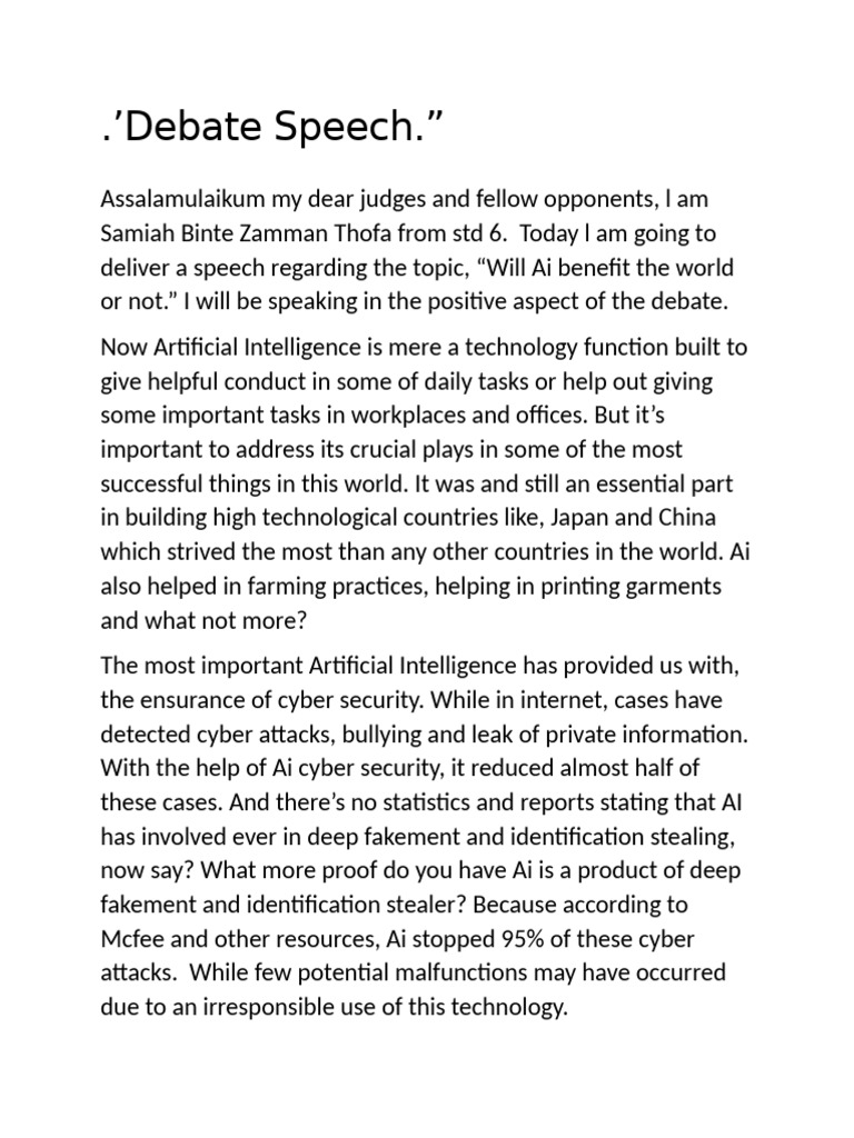 Debate Speech 1 | PDF