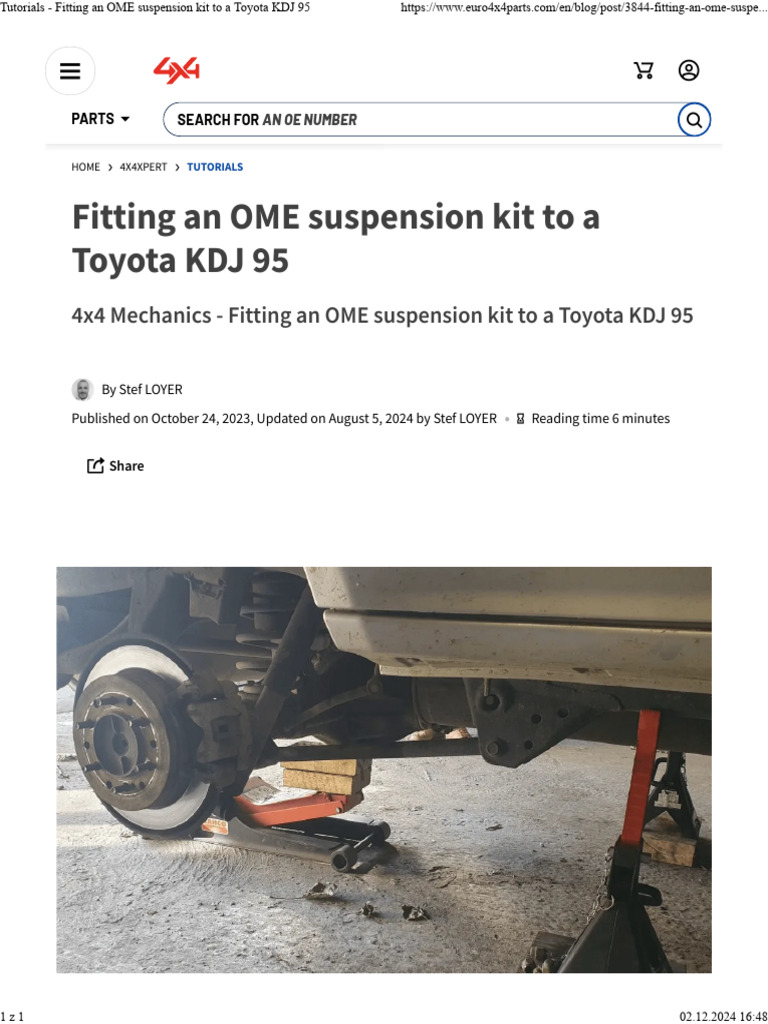 Tutorials - Fitting An OME Suspension Kit To A Toyota KDJ 95 | PDF