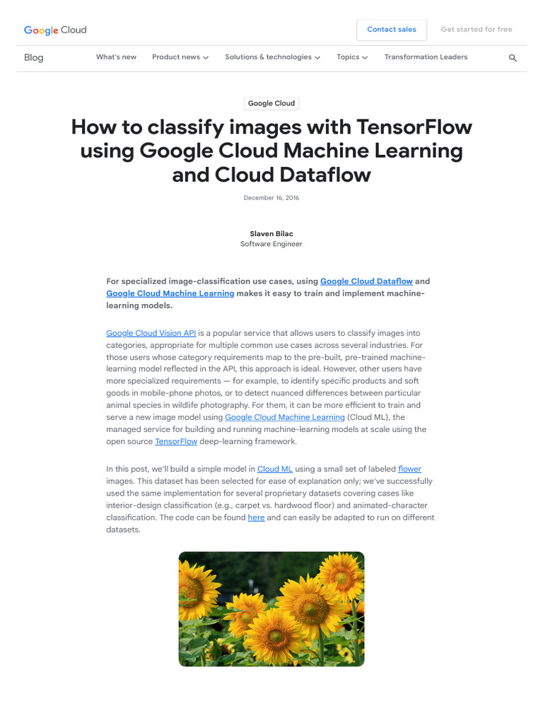 How To Classify Images With Tensorflow Using Google Cloud Machine Learning and Cloud Dataflow ...