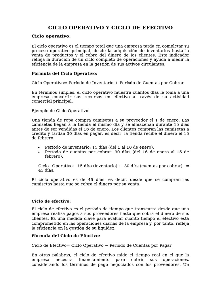 Ciclo Operativo y de Efectivo | PDF | Business | Liquidez de mercado