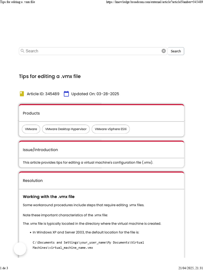 Tips For Editing A .VMX File | PDF | Computer File | Virtual Machine