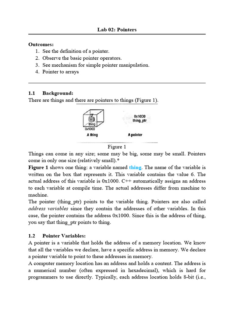 Lab 02 - Pointers | PDF | Pointer (Computer Programming) | Variable (Computer Science)