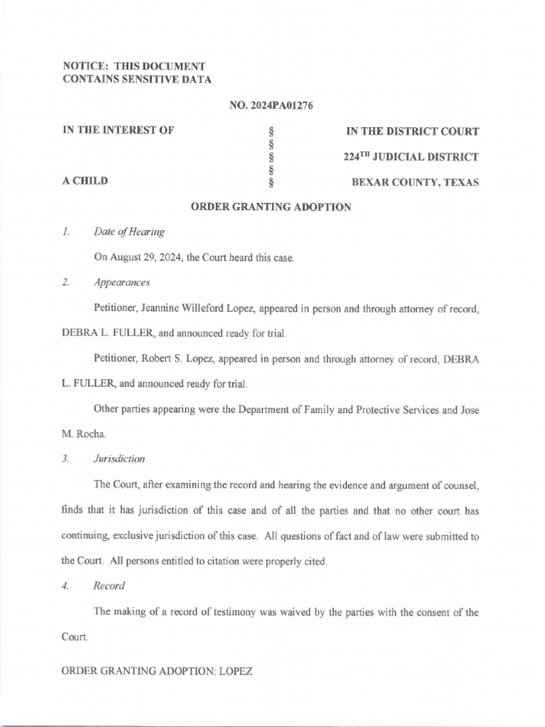 Lopez, R - Order Granting Adoption | PDF