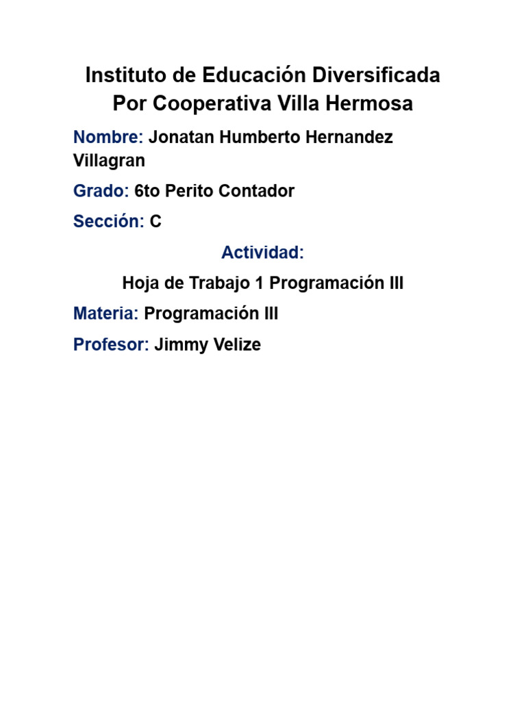 HT2 Programación Jonatán | PDF | Datos de computadora | Recuperación de información
