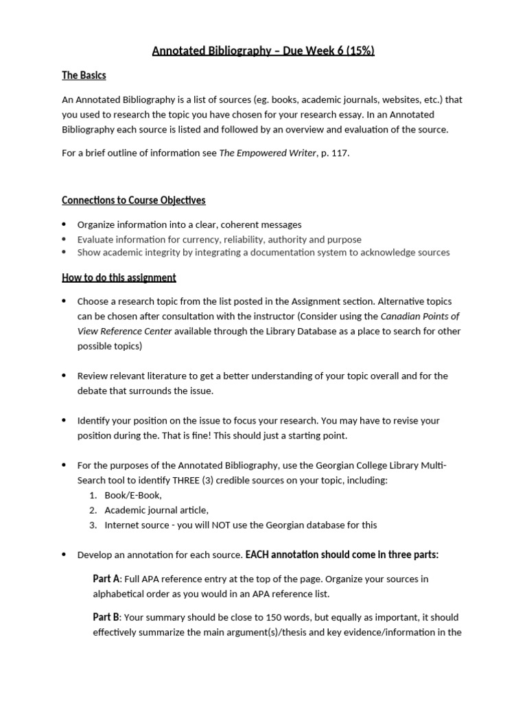 Annotated Bibliography Guidelines | PDF | Bibliography | Apa Style
