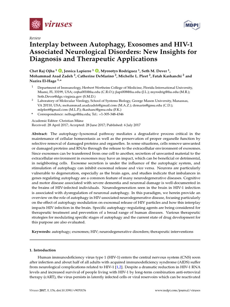 Interplay Between Autophagy, Exosomes and HIV-1 Associated Neurological ...