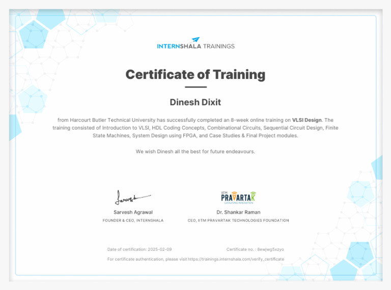 VLSI Design Certification Achieved | PDF