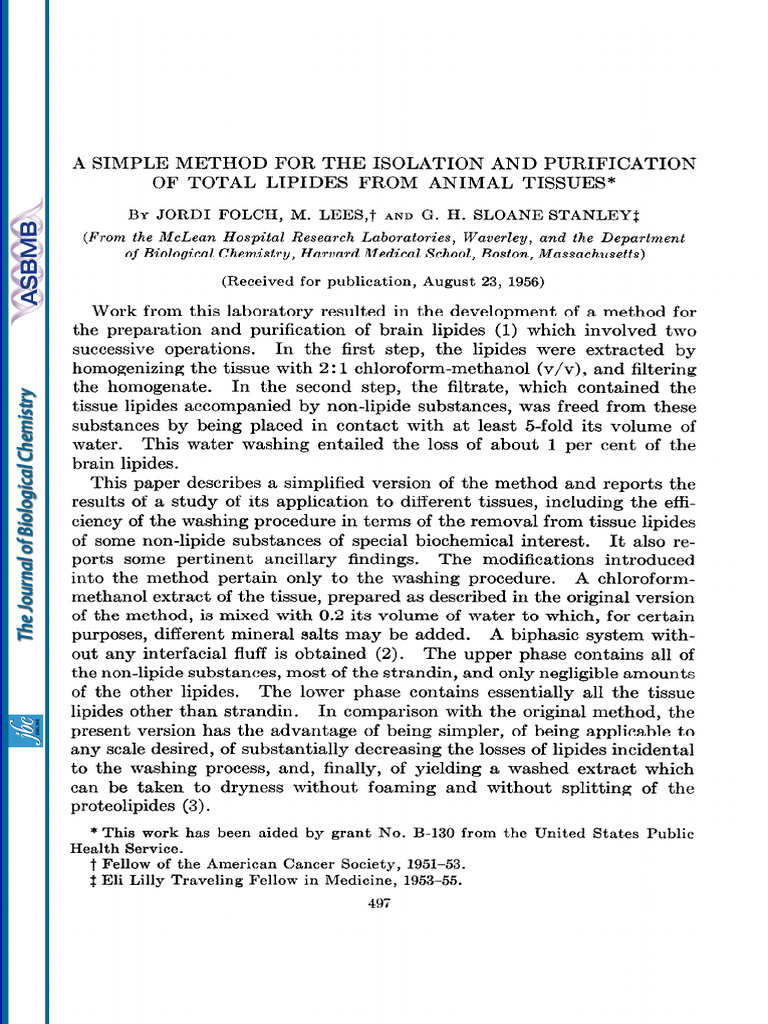 Folch Et Al A Simple Method For The Isolation and Purification | PDF ...