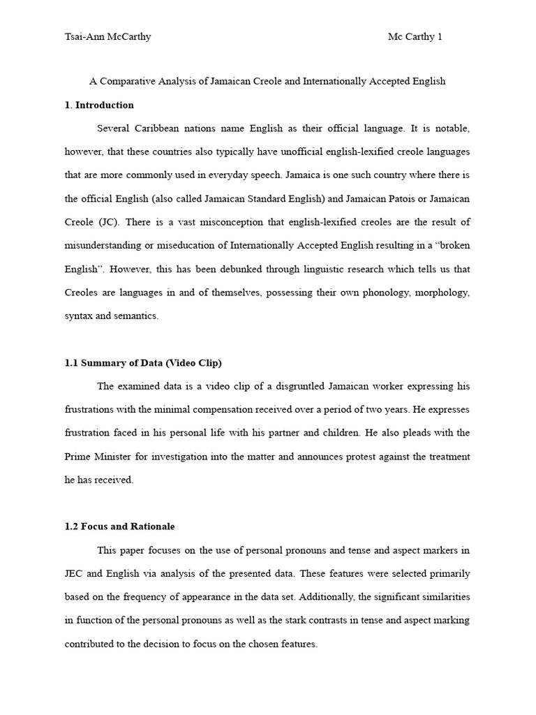 Jamaican Patois vs. Standard English | PDF | Verb | English Language