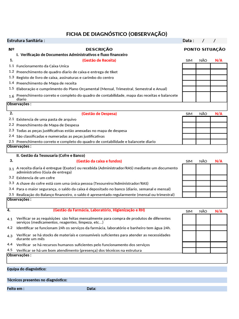 Ficha de Diagnostico - MINSAP | PDF
