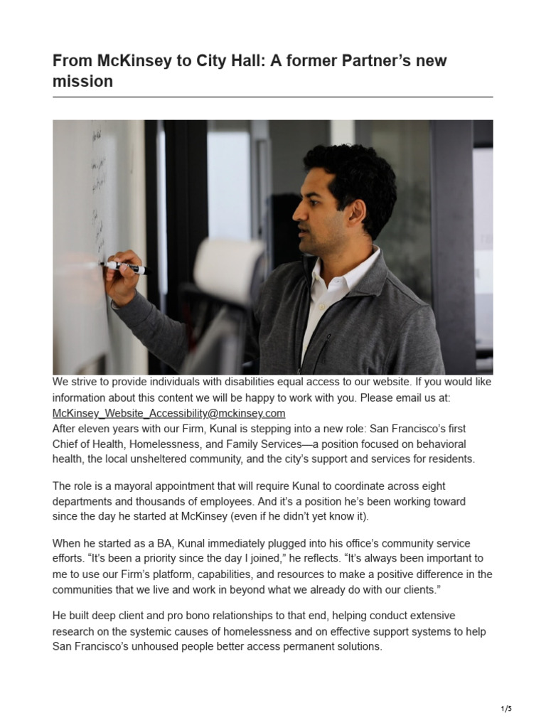 From McKinsey To City Hall A Former Partners New Mission | PDF | Social ...