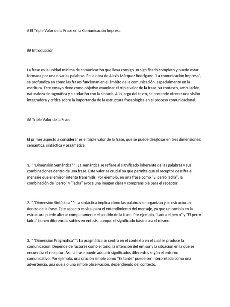 Triple Valor de la Frase en Comunicación | PDF | Oración (Lingüística ...