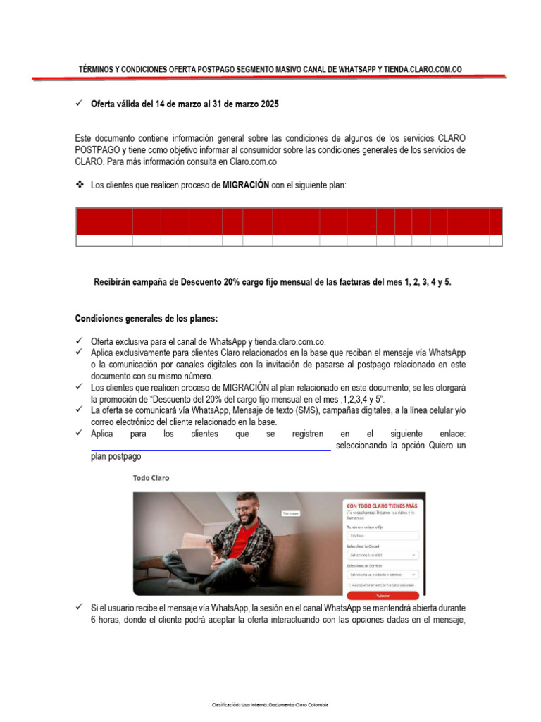 TYC CASH BACK MIGRACIÓN OFERTA | PDF | Lte (Telecomunicaciones) | Radio definida por software