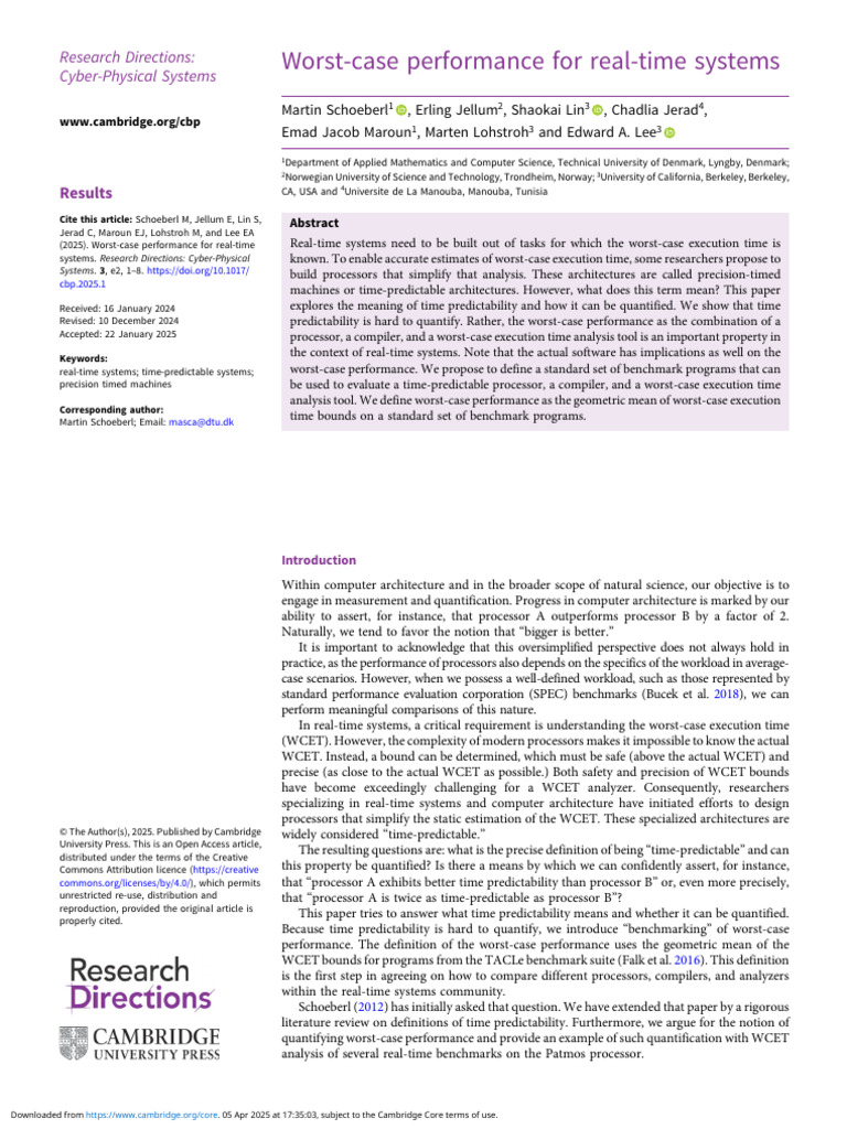 Worst Case Performance For Real Time Systems | PDF | Cpu Cache | Central Processing Unit