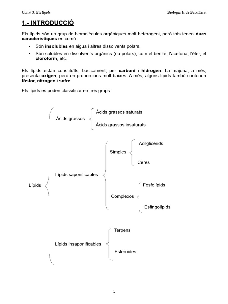 Dossier Teoria Unitat 3 - Lípids | PDF