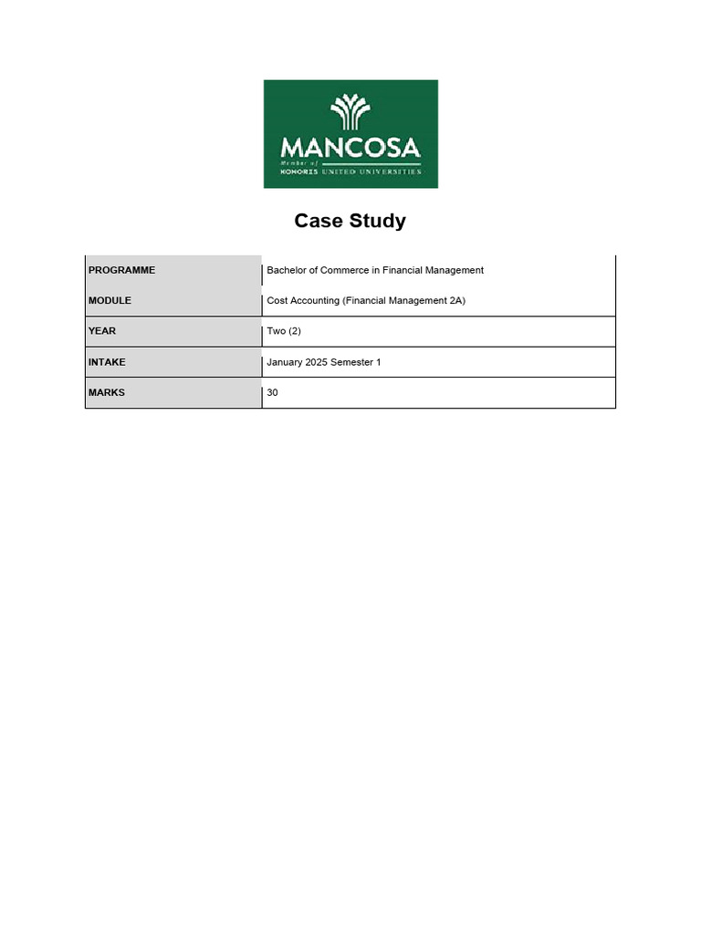 Cost Accounting Case Study: Baggio Manufacturers | PDF | Cost Accounting | Management Accounting