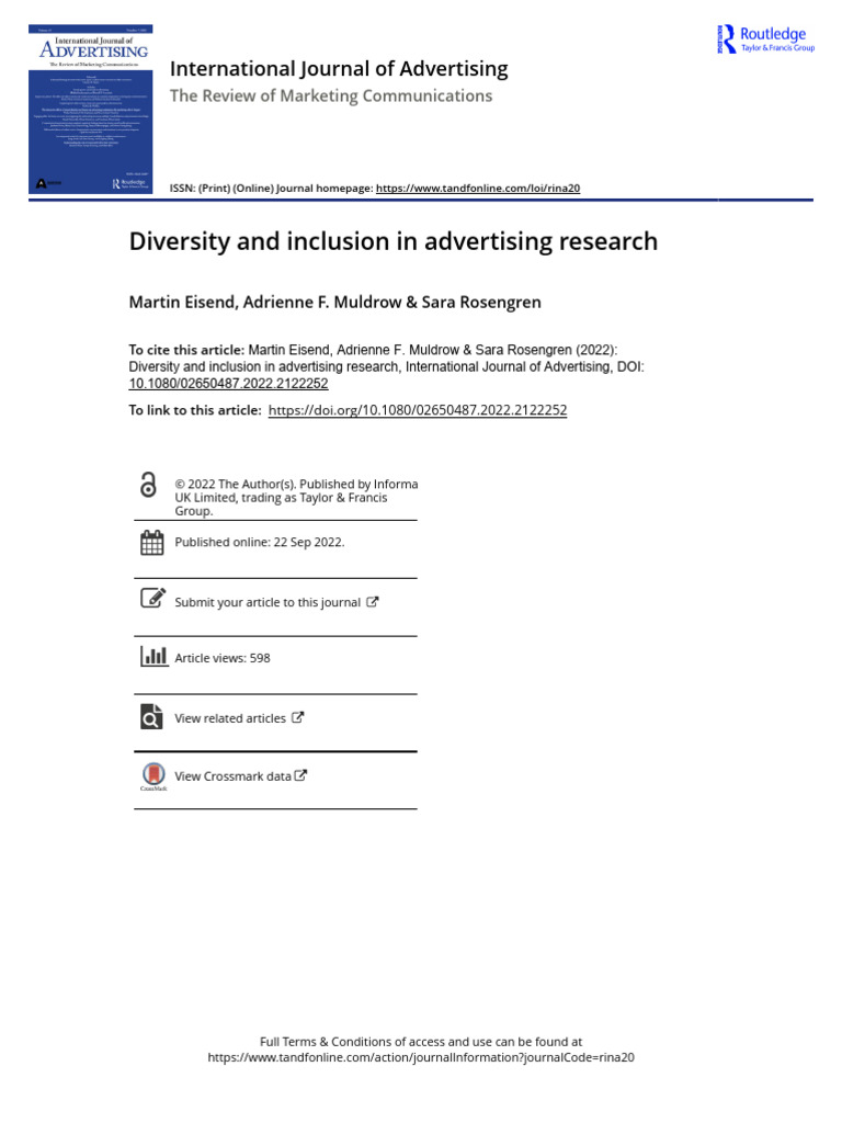 Diversity and Inclusion in Advertising Research | PDF | Stereotypes ...
