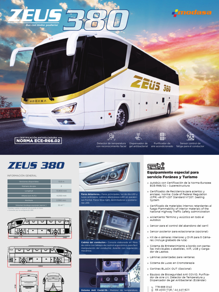 Autobús ZEUS 380: Seguridad y Tecnología | PDF | Vehículo de motor ...