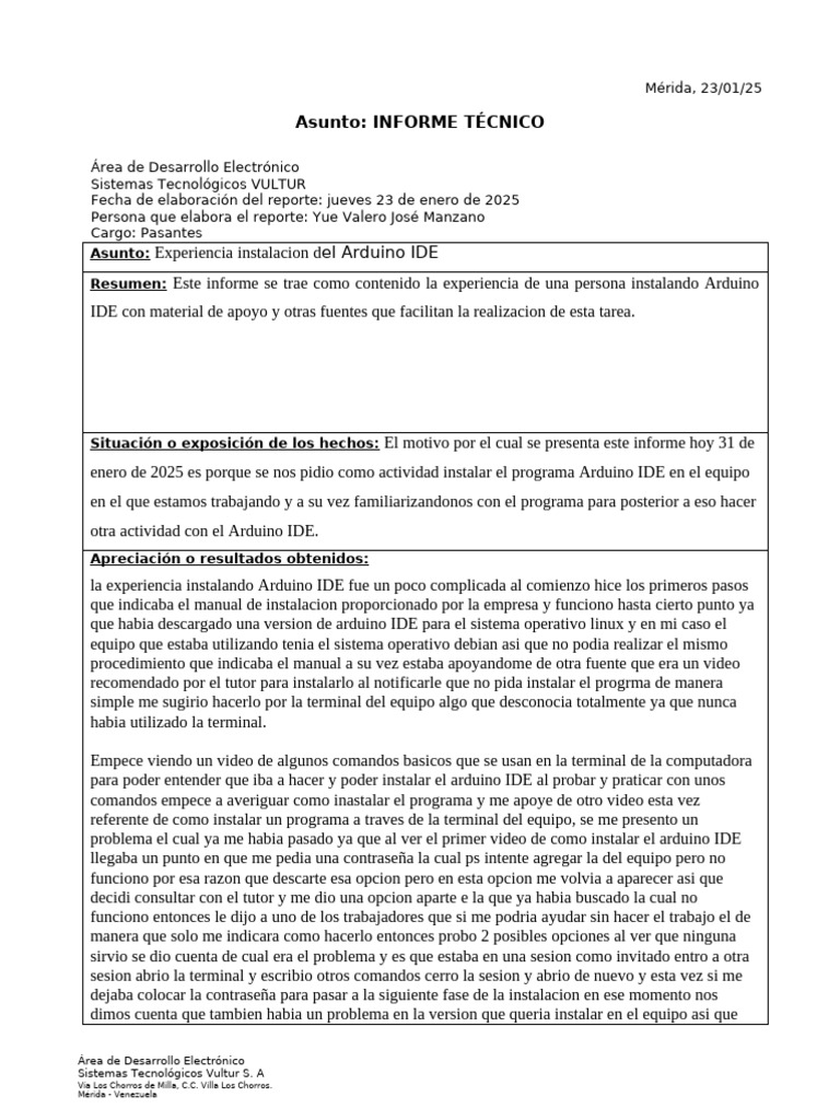 Informe IDE Arduino | PDF | Informática