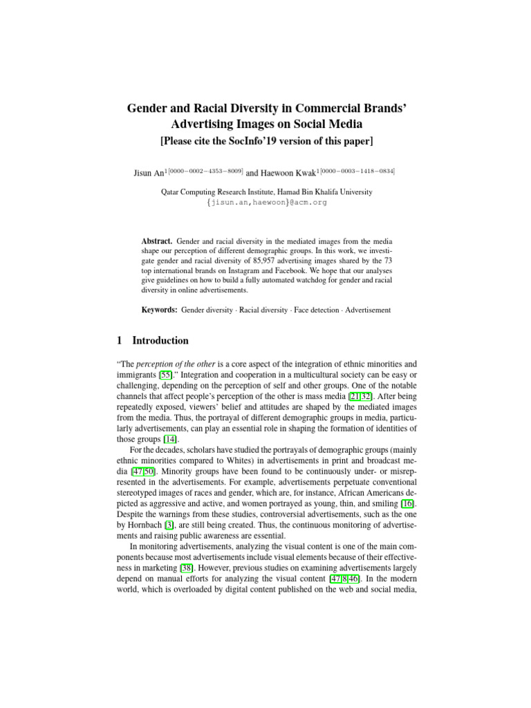 Diversity in Brand Ads on Social Media | PDF | Stereotypes | Advertising