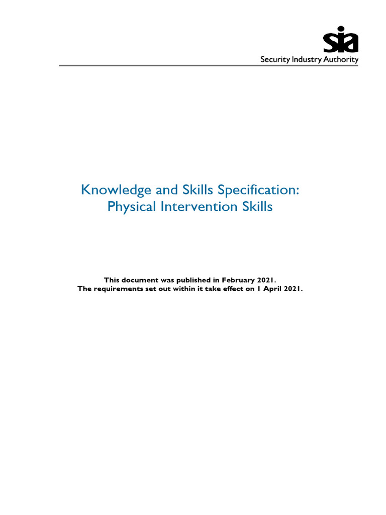 Sia Physical Intervention Specification 2021 | PDF