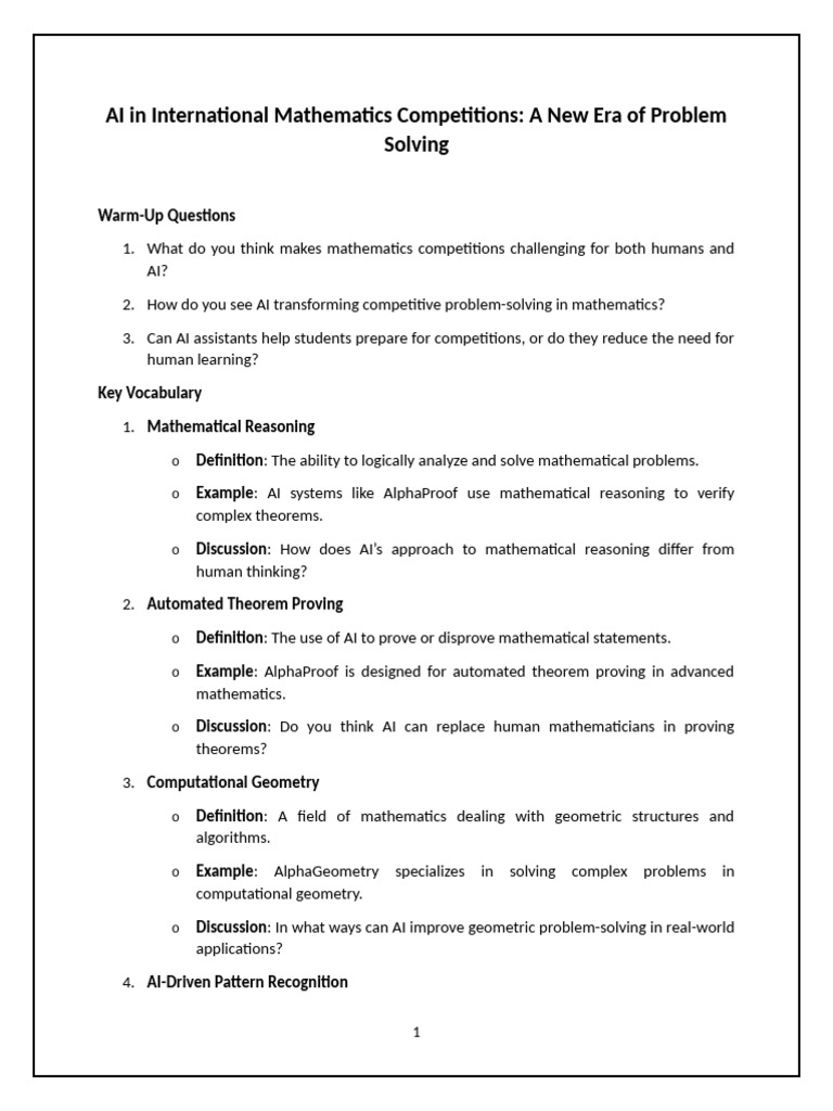 AI in International Mathematics Competitions - A New Era of Problem ...