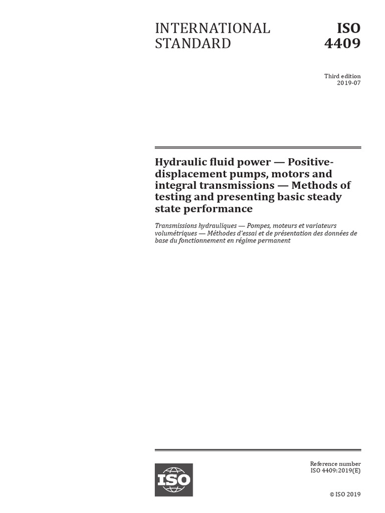 ISO 4409: Hydraulic Performance Testing | PDF | Pump | International ...